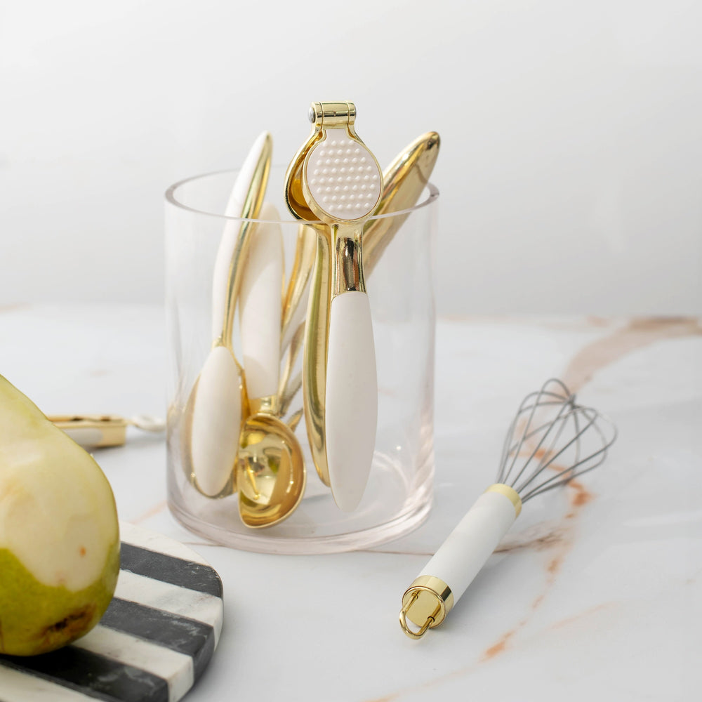 White and Light Gold Complete Kitchen Utensils Set