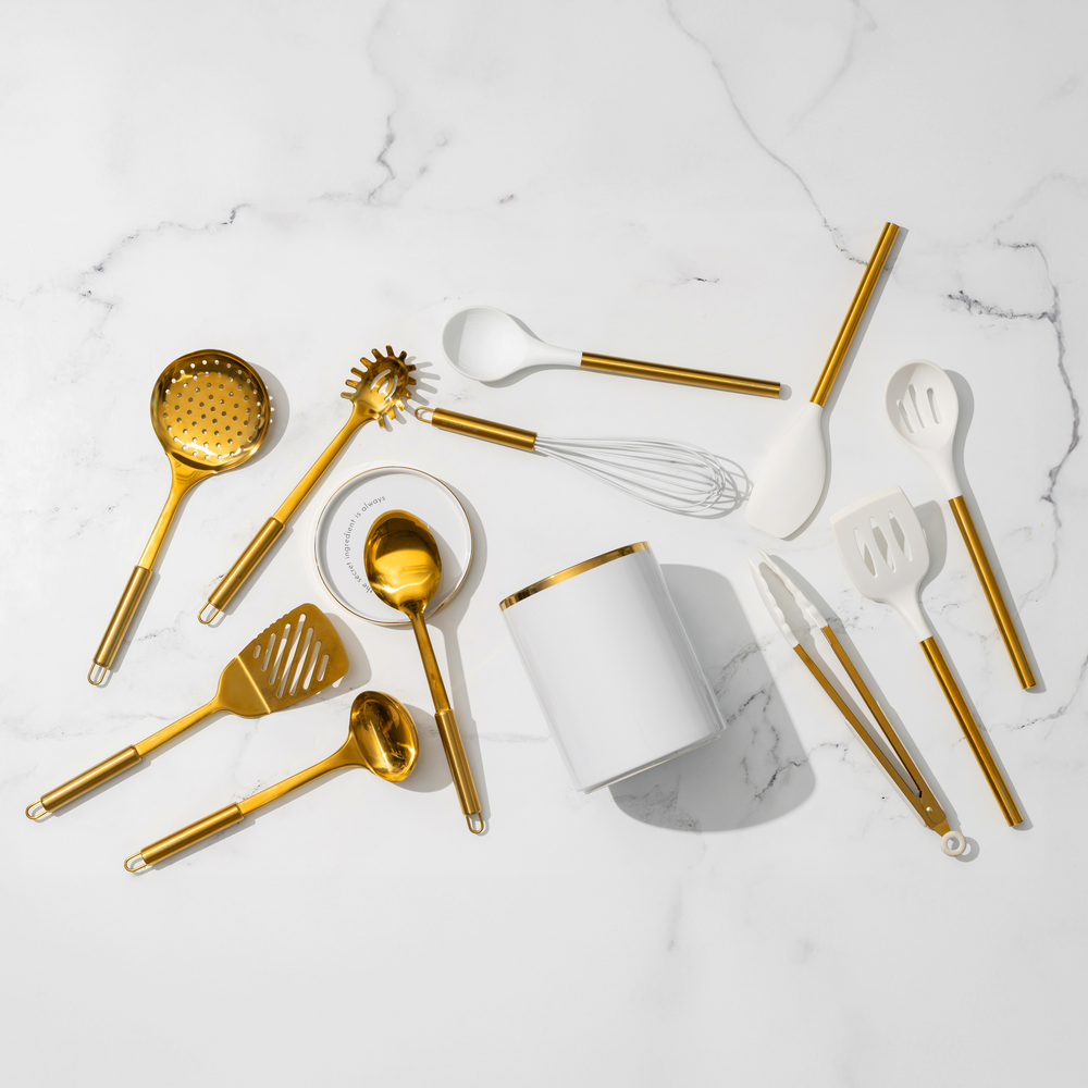 White and Vintage Gold Kitchen Bundle